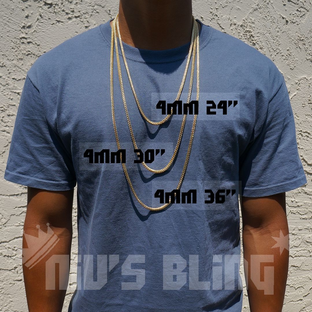 4mm Franco Chain 24 30 36 Inch 14k White Silver Rose Gold Black Box ...